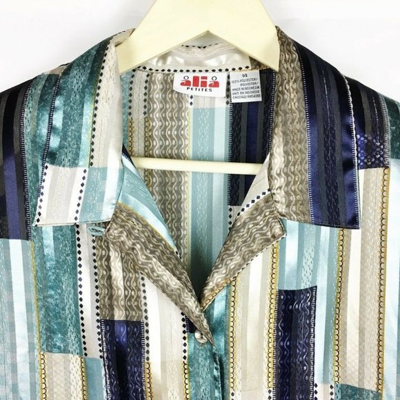 Alia | Tops | Y2 Alia Sz 14 Striped Blouse Button Front | Poshmark